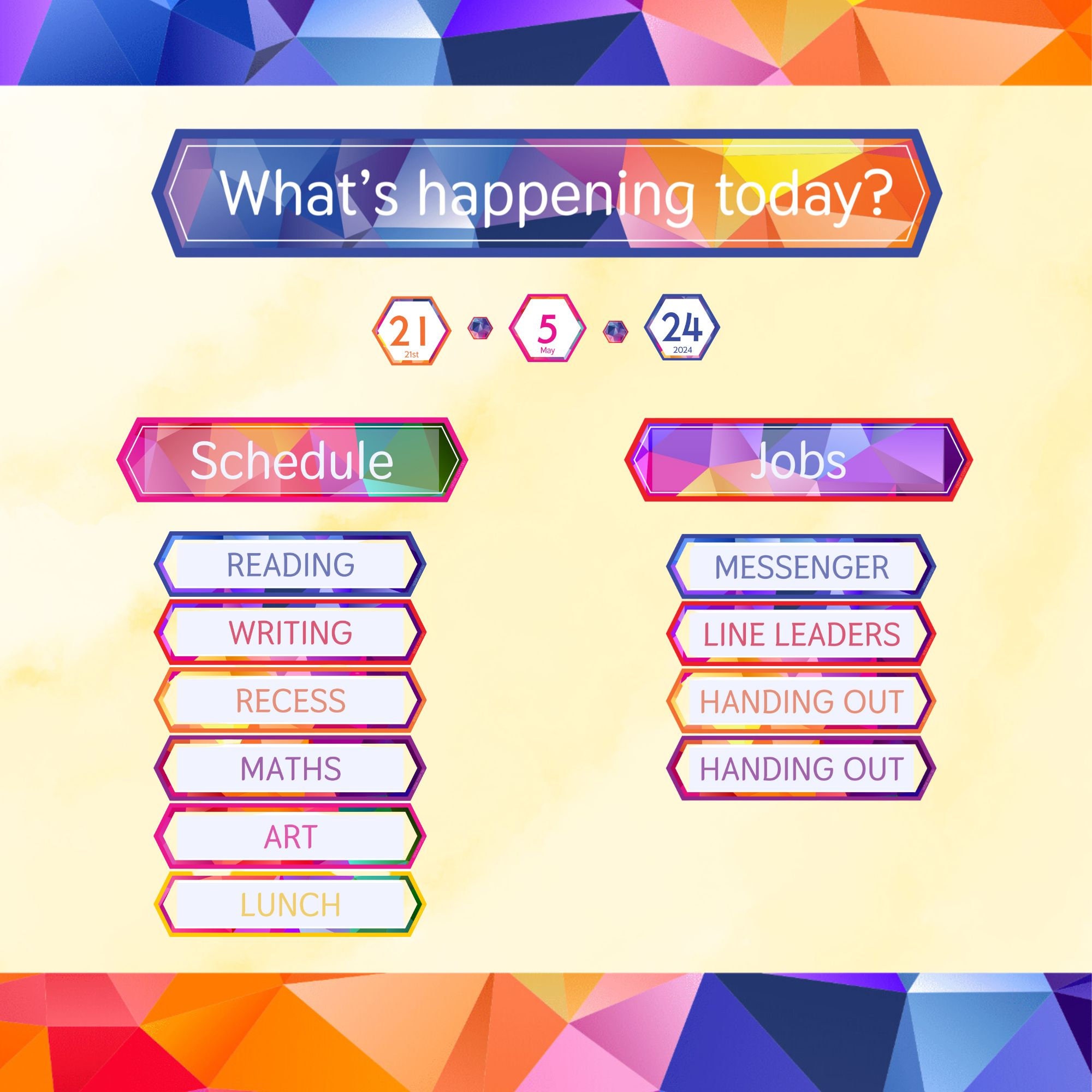 Jewel Daily Schedule Board Classroom Display - Etsy