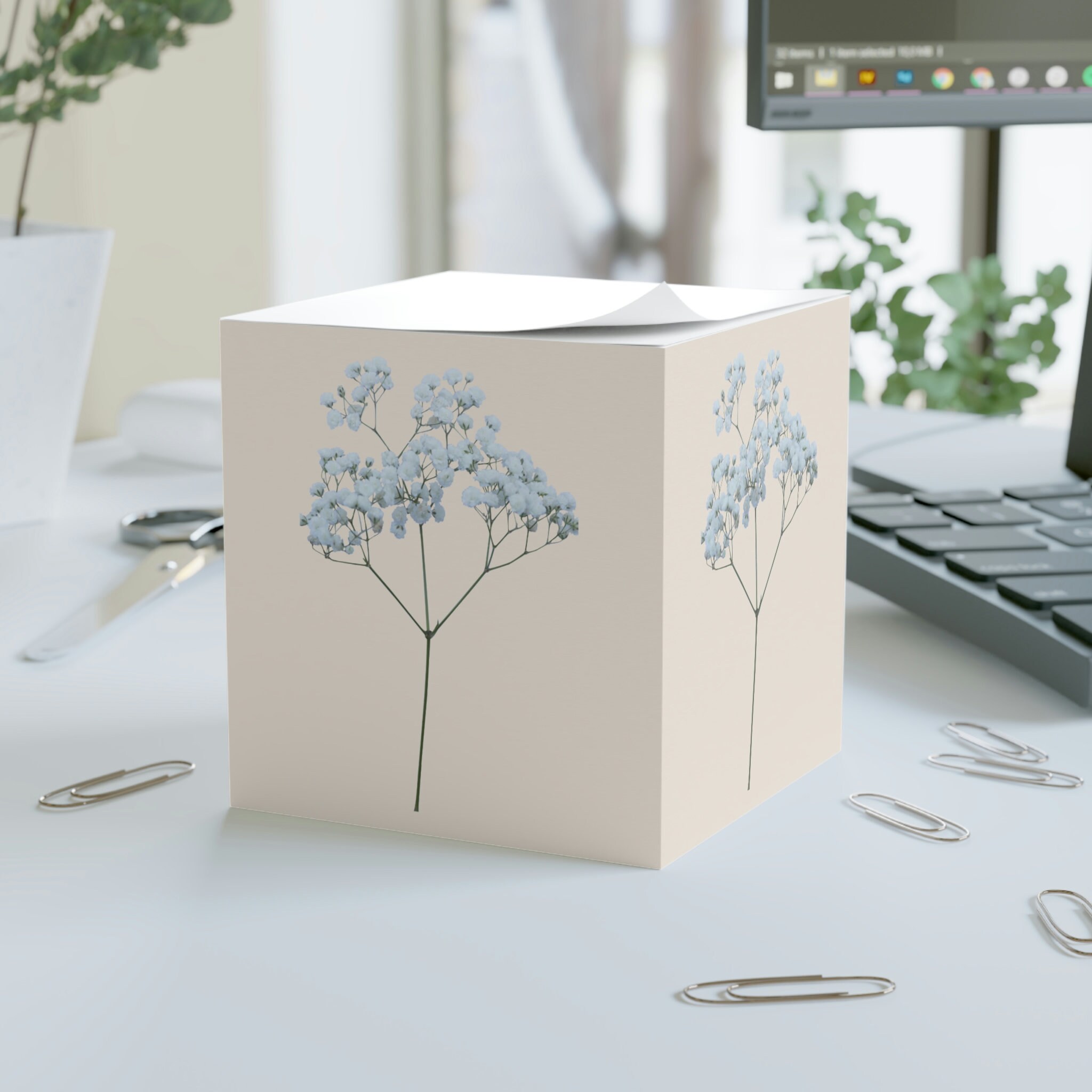 Floral Post-it Cube | Blue - Etsy