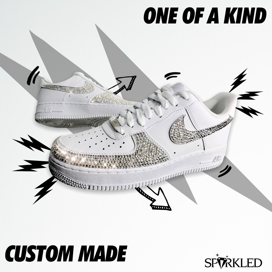 Crystal Embellished Women's All White Sneakers | Authentic Crystals ...