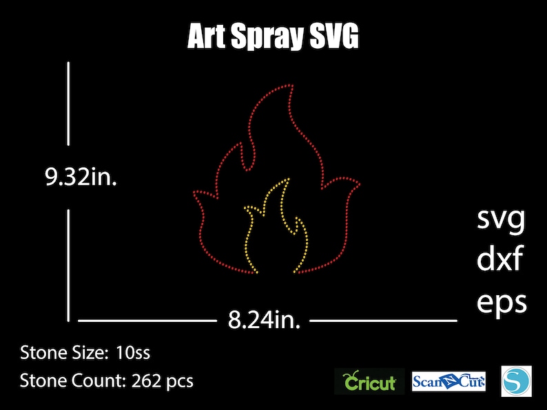 Flames Rhinestone Template SVG | DXF | Cricut, Silhouette | (1068) - Etsy