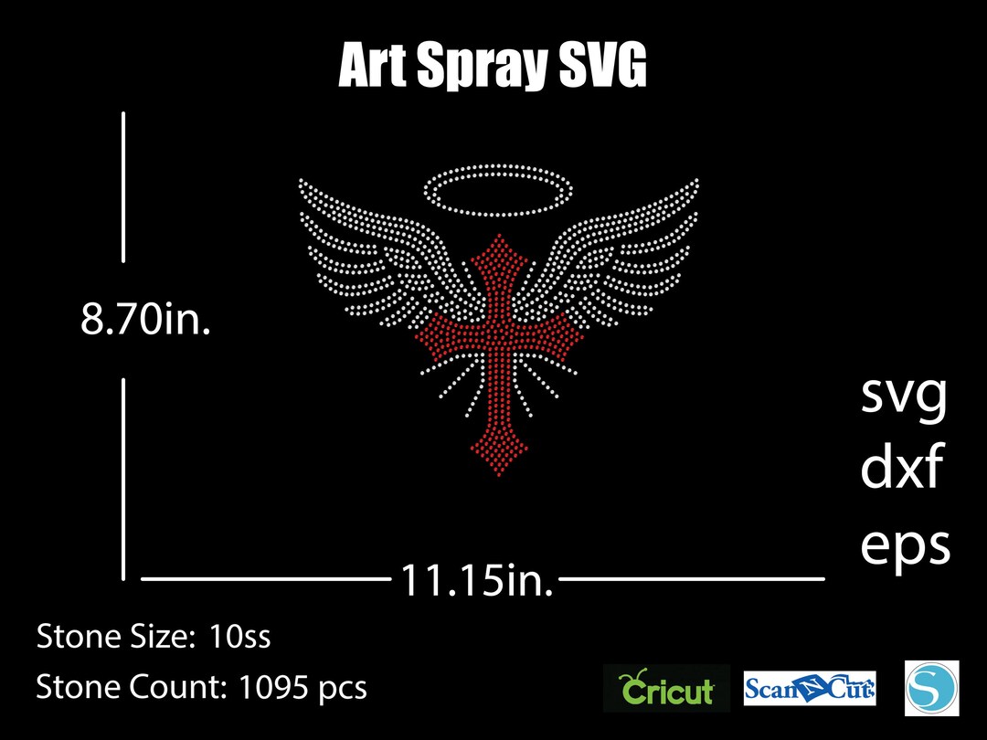 Cross With Wings Rhinestone Template SVG | DXF | Cricut, Silhouette ...
