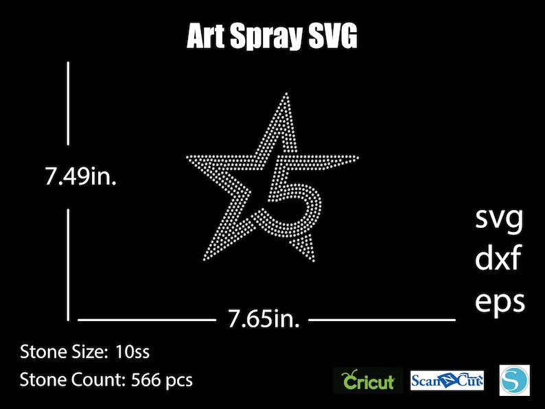 Five Star Rhinestone Template SVG | DXF | Cricut, Silhouette | (1096 ...