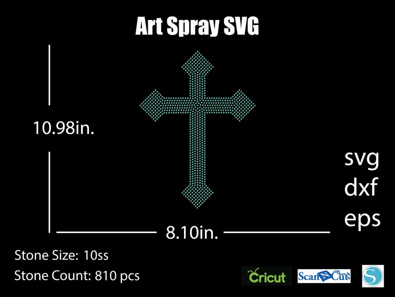 Cross Rhinestone Template SVG | DXF | Cricut, Silhouette | (1035) - Etsy
