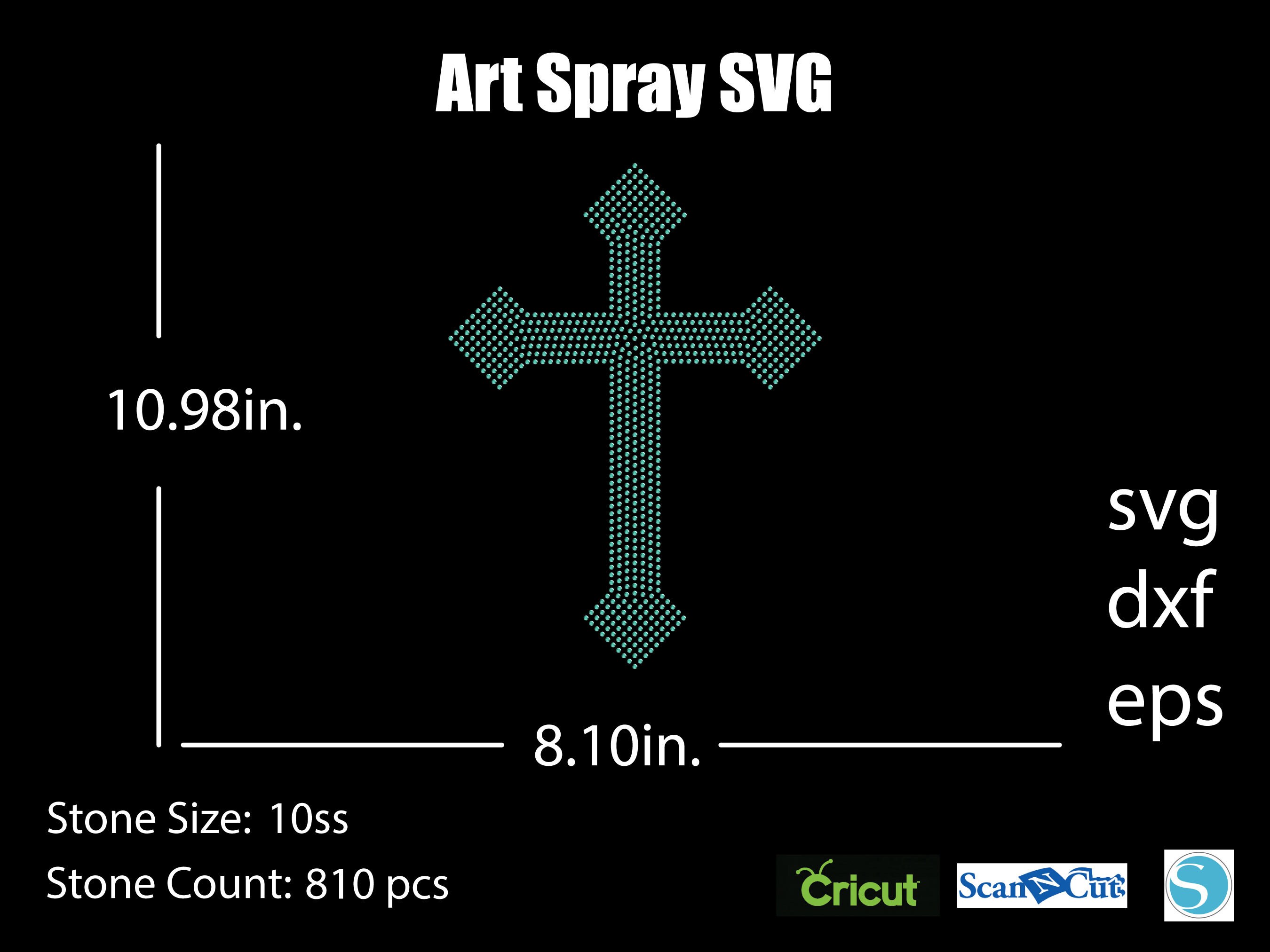 Cross Rhinestone Template SVG | DXF | Cricut, Silhouette | (1035) - Etsy