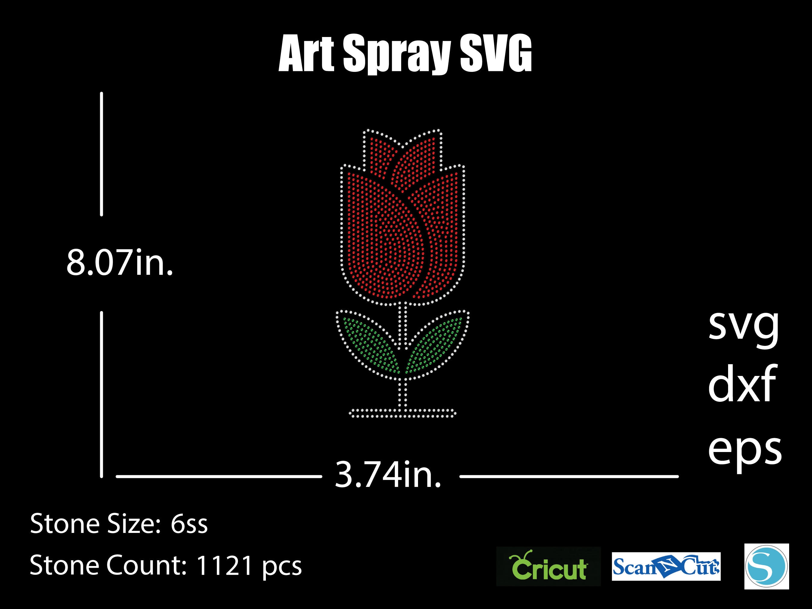 Rose Rhinestone Template SVG | DXF | Cricut, Silhouette | (1085) - Etsy