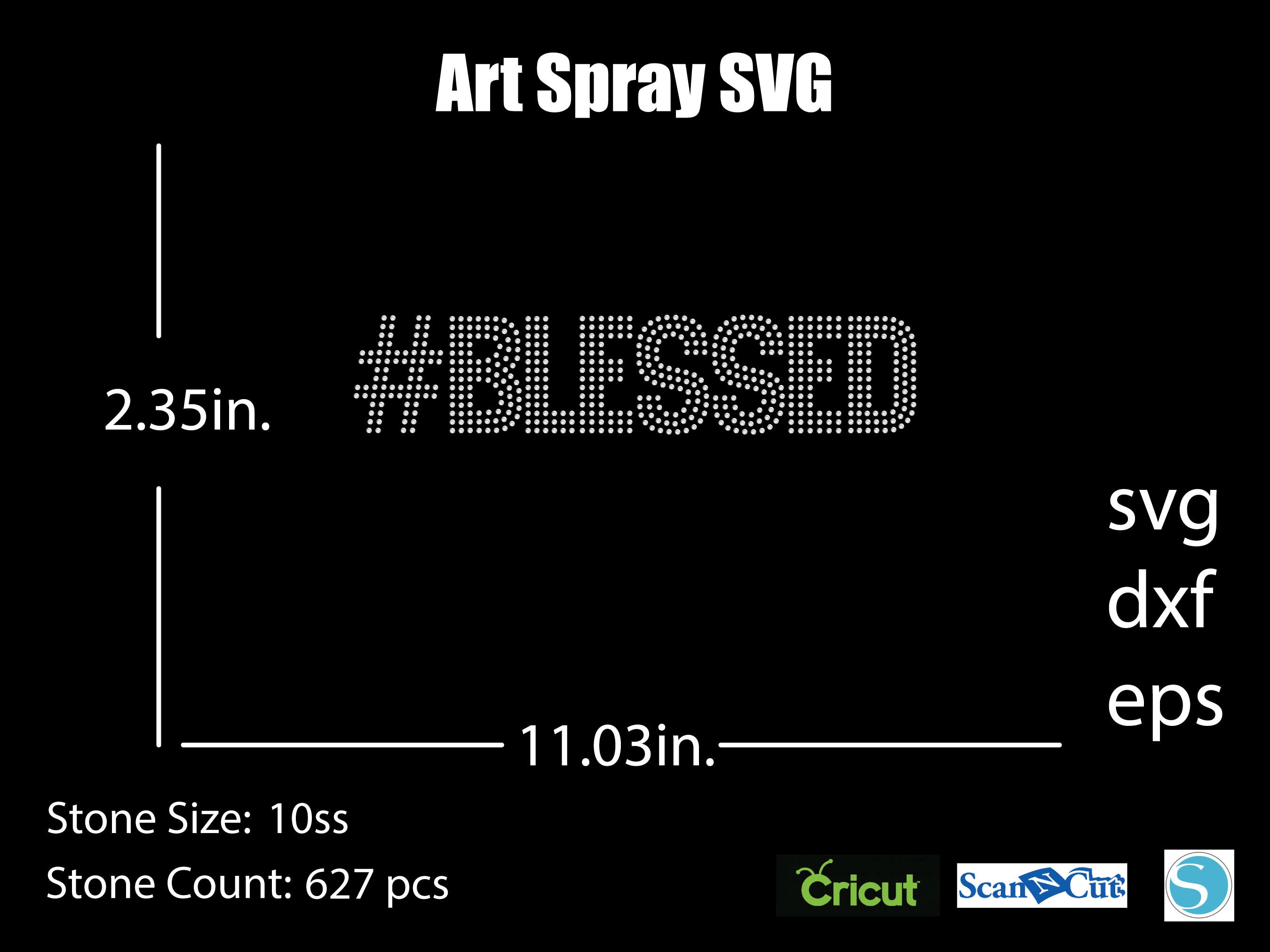 Blessed Rhinestone Template SVG | DXF | Cricut, Silhouette | (1009) - Etsy