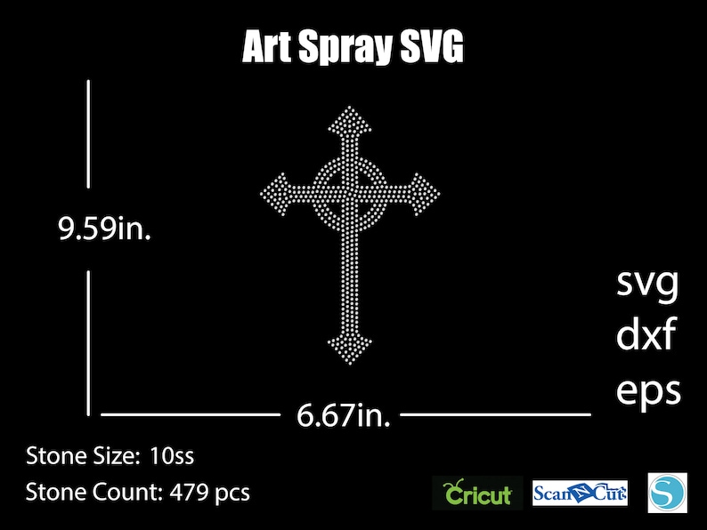 Cross Rhinestone Template SVG | DXF | Cricut, Silhouette | (1031) - Etsy