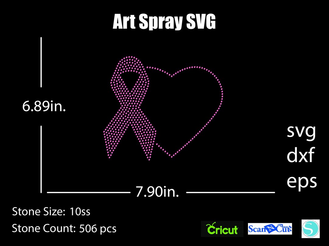 Cancer Ribbon Rhinestone Template SVG | DXF | Cricut, Silhouette ...