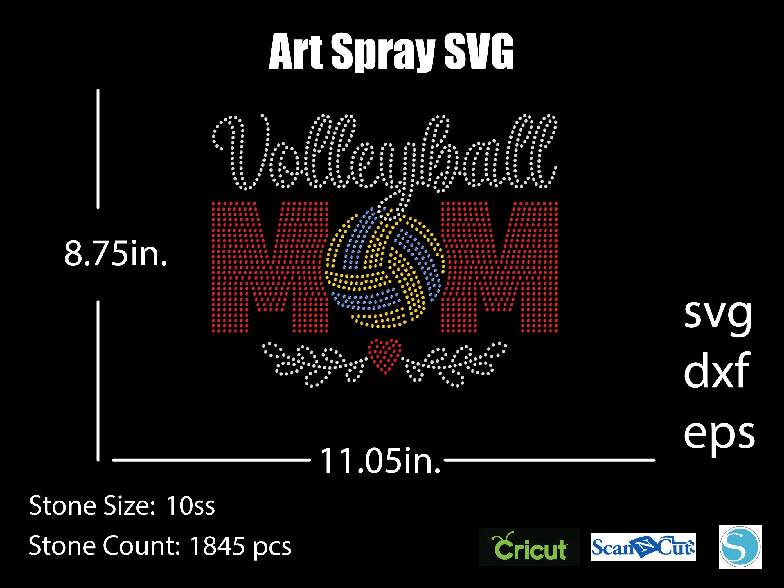 Volleyball Mom Rhinestone Template SVG | DXF | Cricut, Silhouette ...