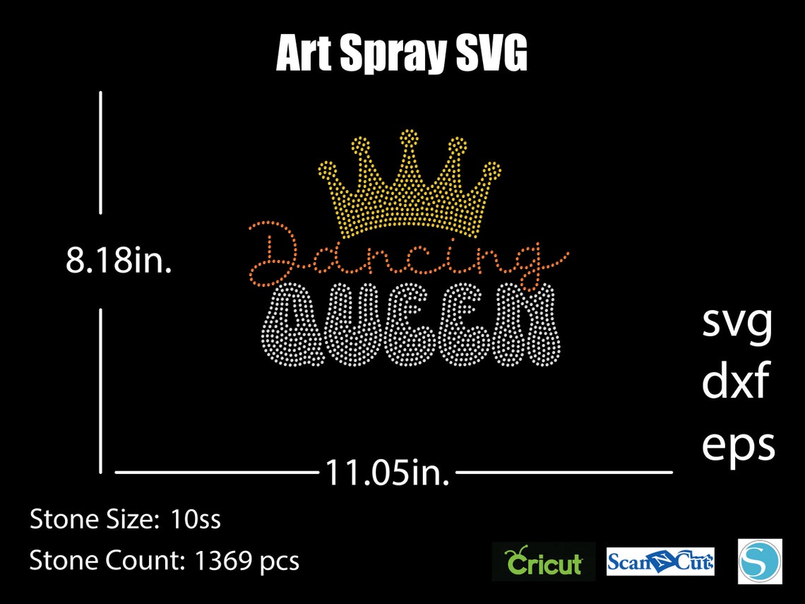Dancing Queen Rhinestone Template SVG DXF Cricut, Silhouette 1020 - Etsy