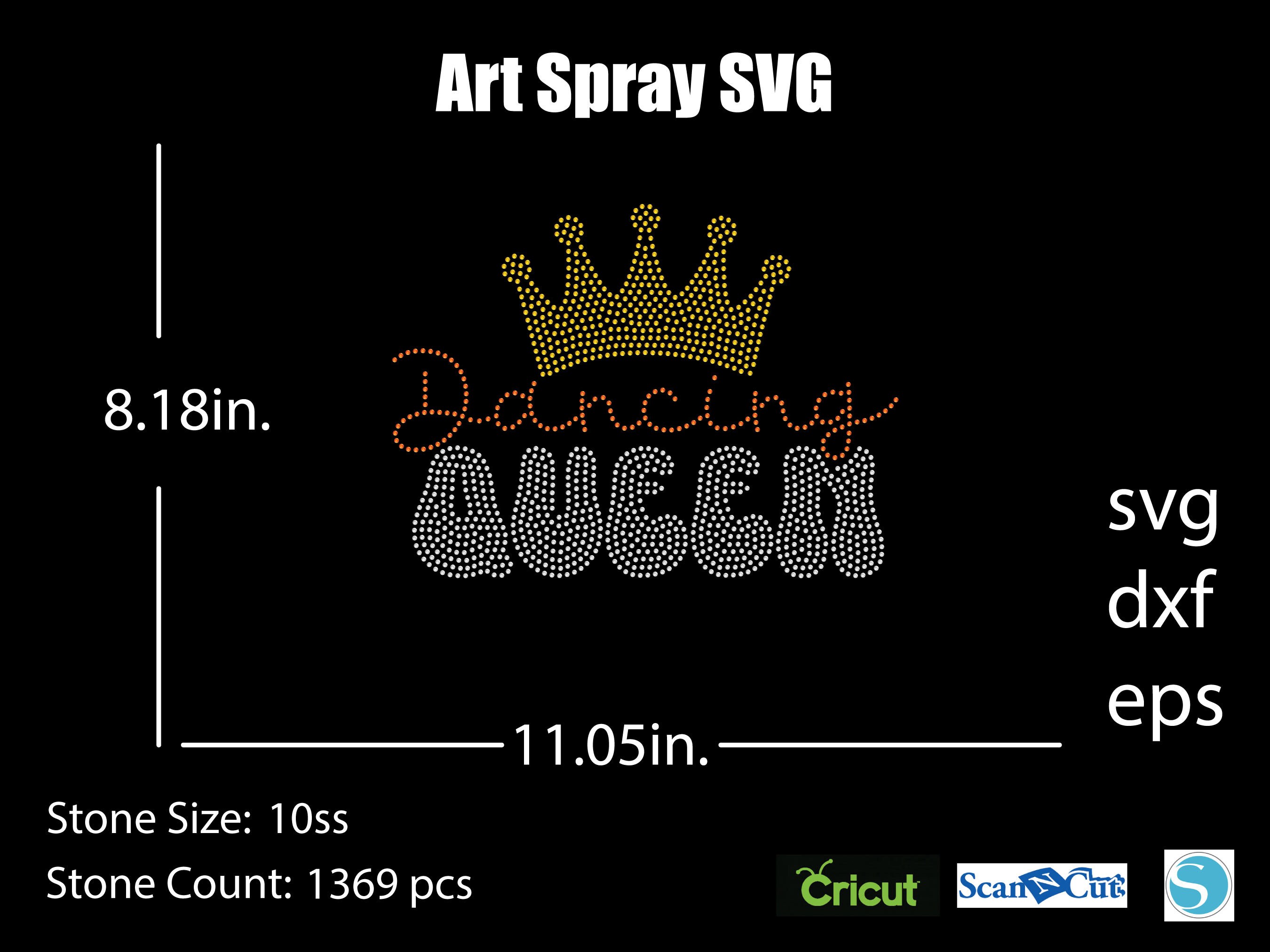 Dancing Queen Rhinestone Template SVG | DXF | Cricut, Silhouette ...
