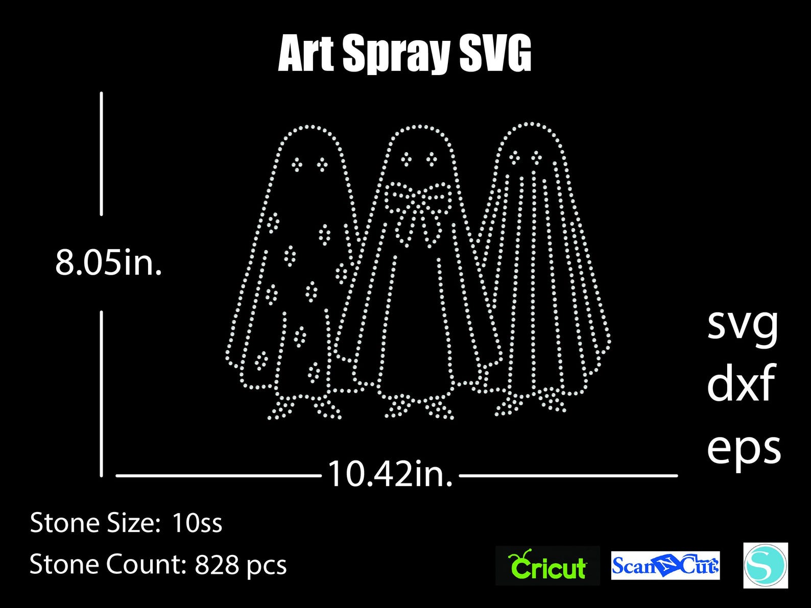 Ghosts Rhinestone Template SVG | DXF | Cricut, Silhouette | (1220) - Etsy