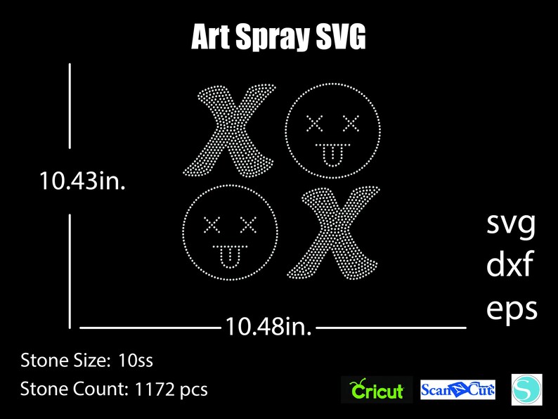 Xoxo Rhinestone Template SVG | DXF | Cricut, Silhouette | (1147) - Etsy