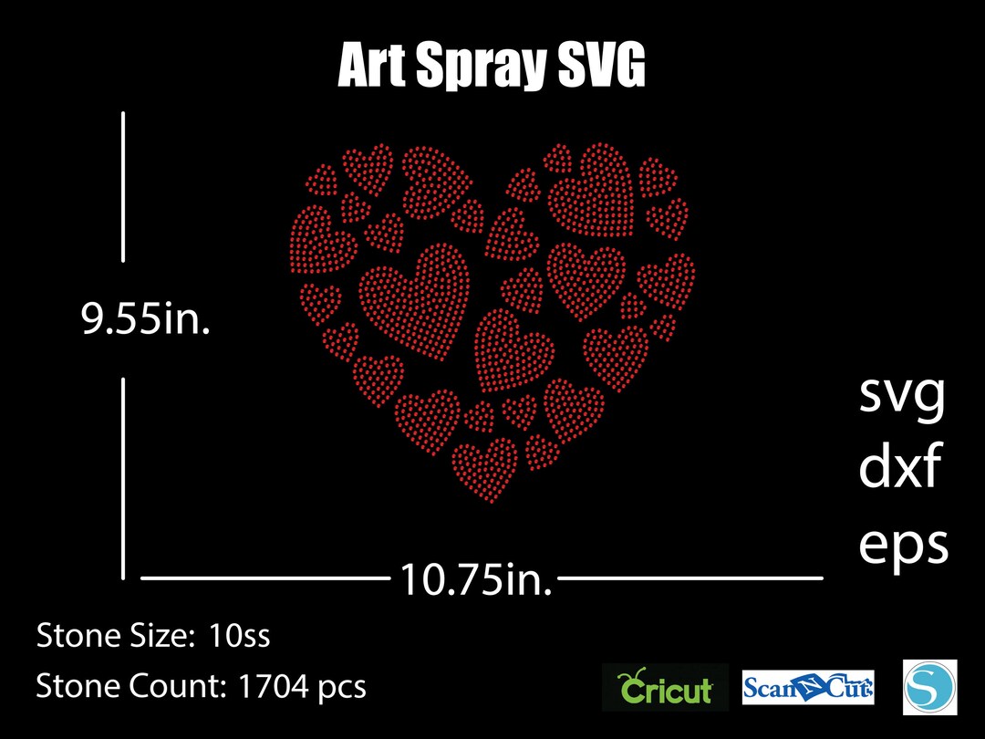 Multiple Hearts Rhinestone Template SVG | DXF | Cricut, Silhouette ...