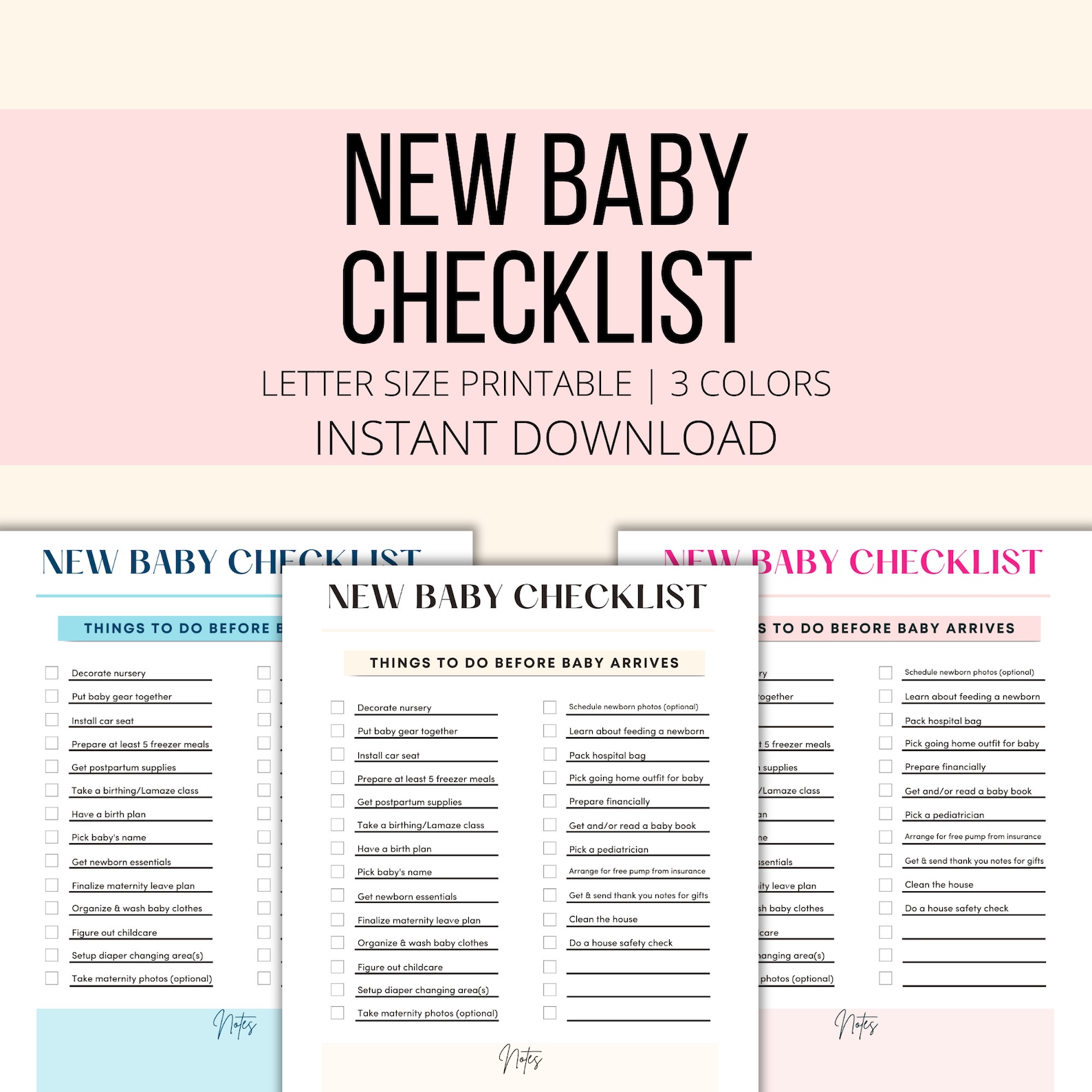 New Baby Checklist Printable, Things to Do Before Newborn Baby Arrives ...