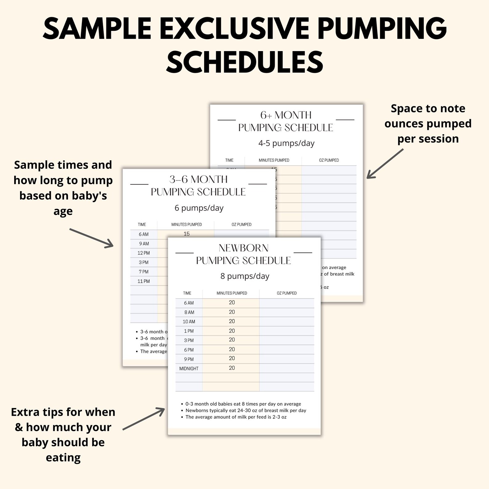 Exclusively Pumping Trackers & Schedules Printable, Pumping Mom Journal ...