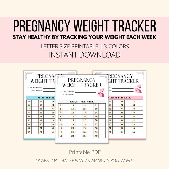 Pregnancy Weight Tracker Printable Weight Gain Tracker for - Etsy