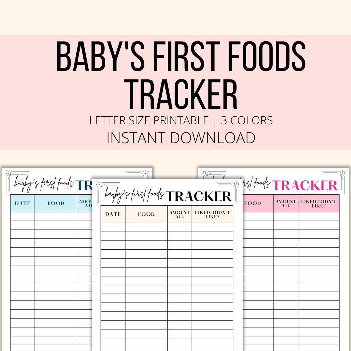 Baby Food Tracker Printable First Food Tracker PDF Baby Food - Etsy