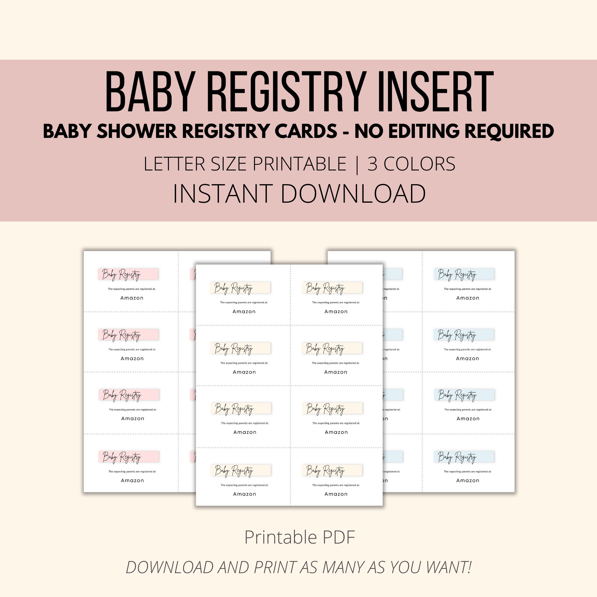 Baby Registry Inserts Printable Baby Registry Card PDF Baby - Etsy