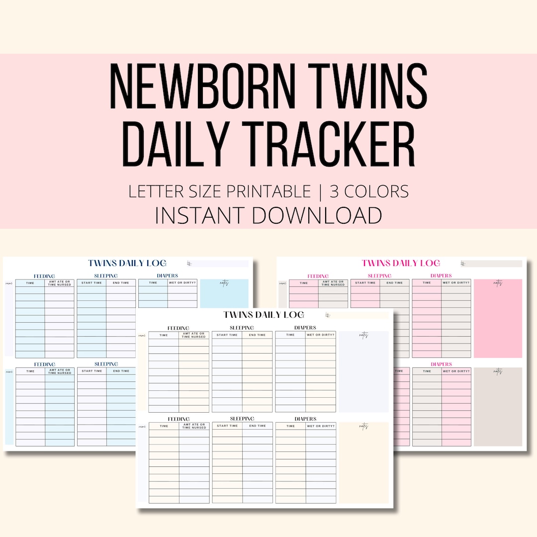Newborn Twins Daily Tracker Printable, Twin Baby Tracker PDF, Newborn Twin Log, Twin Feeding ...
