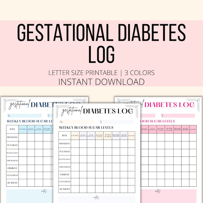 Gestational Diabetes Log Printable, Weekly Gestational Diabetes Tracker ...