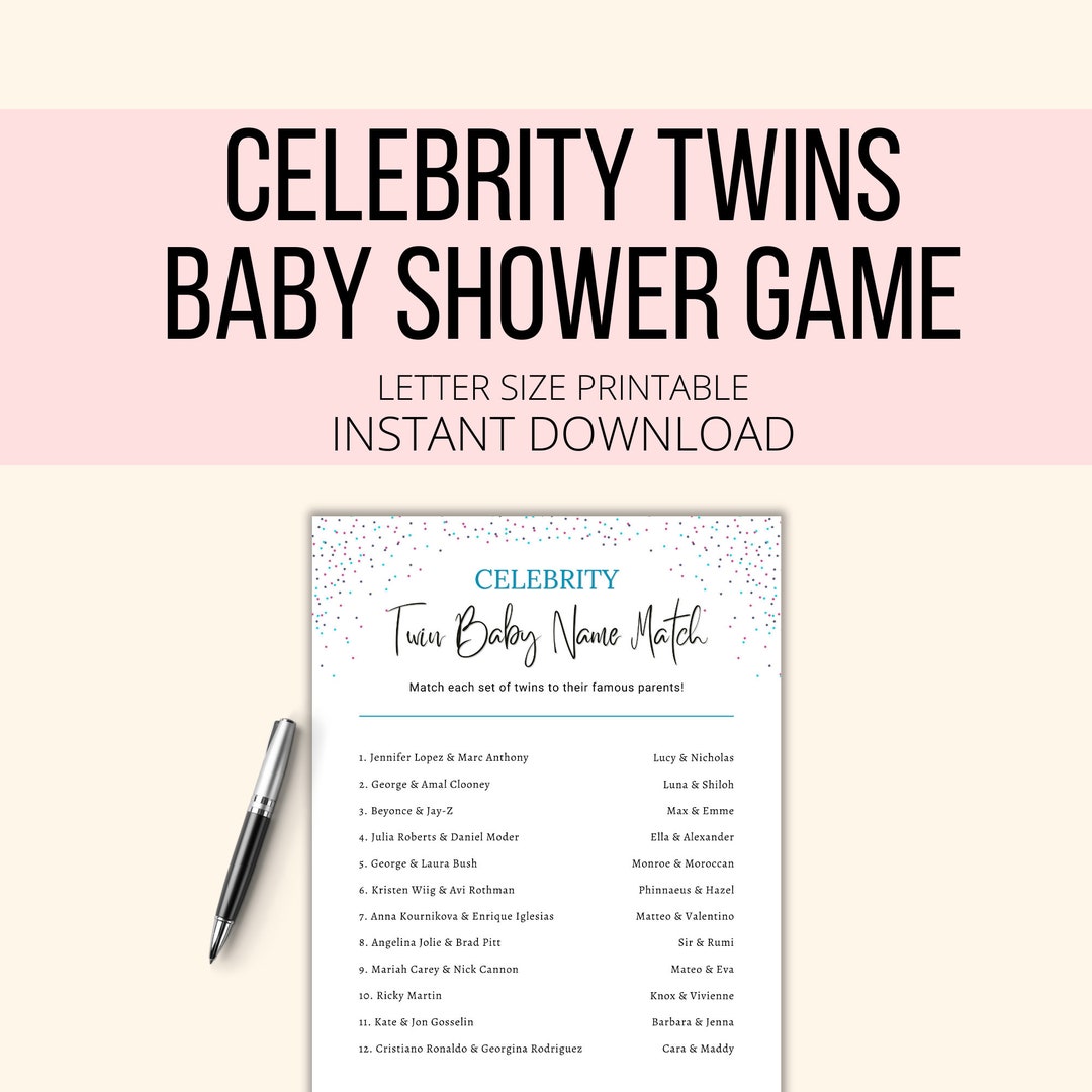 Celebrity Twins Baby Shower Game Printable, Celebrity Baby Game ...