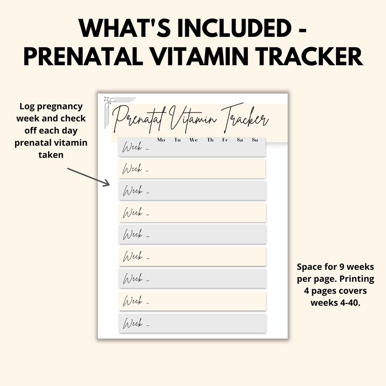 Pregnancy Tracker Bundle Printable, Pregnancy Wellness Tracking PDF ...
