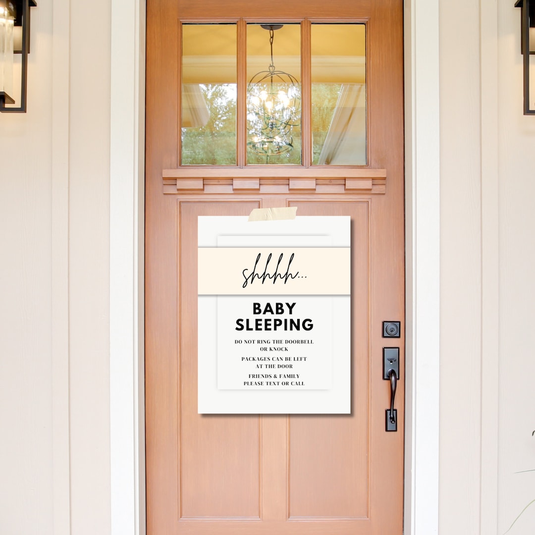 Baby Sleeping Sign Printable, Baby Do Not Disturb Ring Doorbell Knock ...