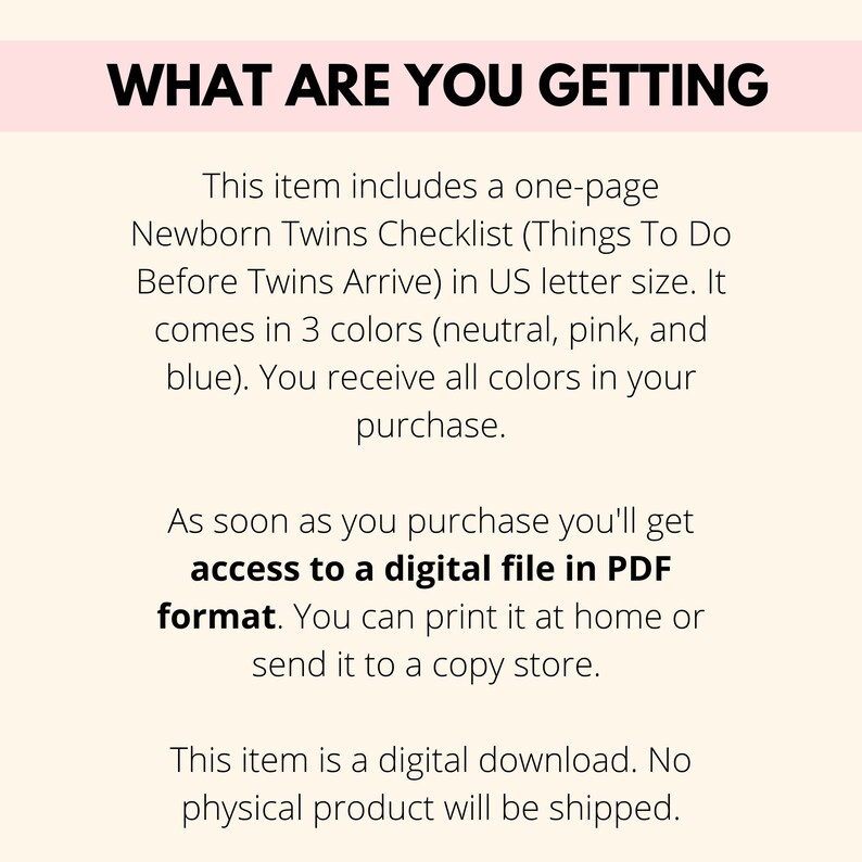 Newborn Twins Checklist PDF, Things to Do Before Twin Babies Arrive ...