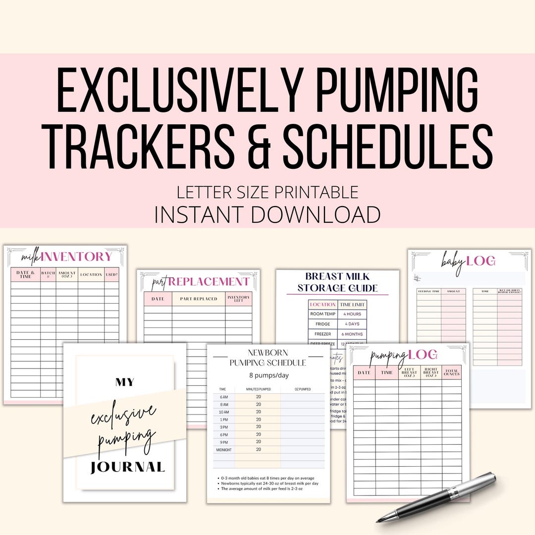 Exclusively Pumping Trackers & Schedules Printable, Pumping Mom Journal ...
