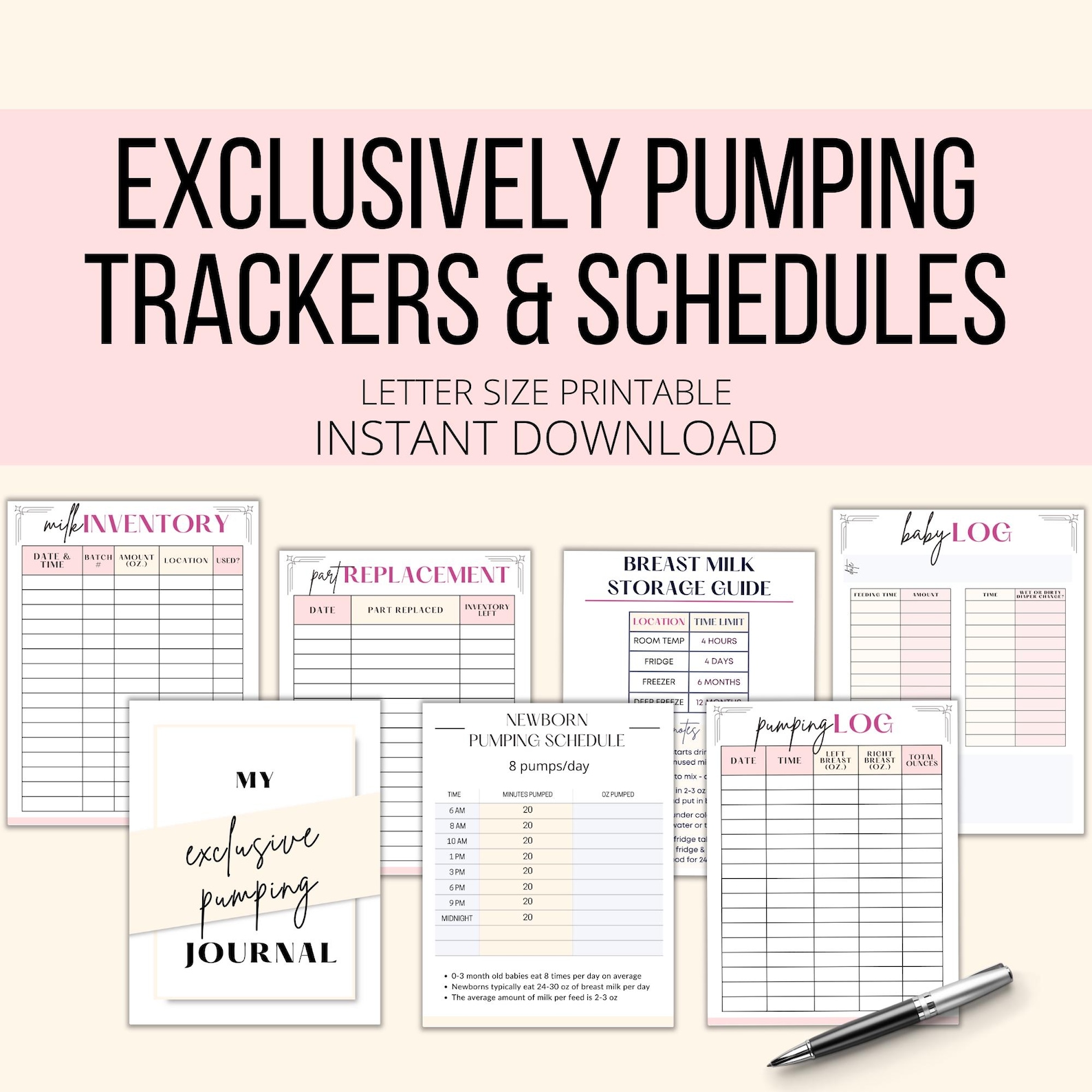 Exclusively Pumping Trackers & Schedules Printable, Pumping Mom Journal ...