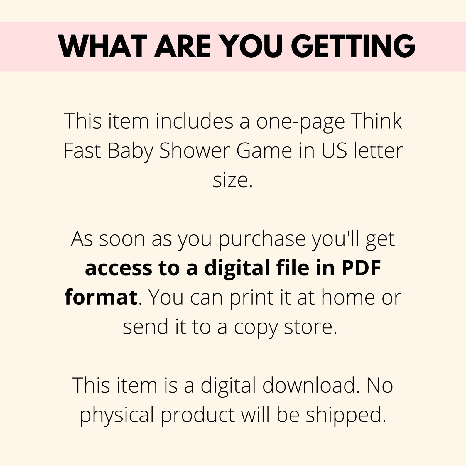 Think Fast Baby Shower Game Printable, Baby Think Fast Shower Activity ...
