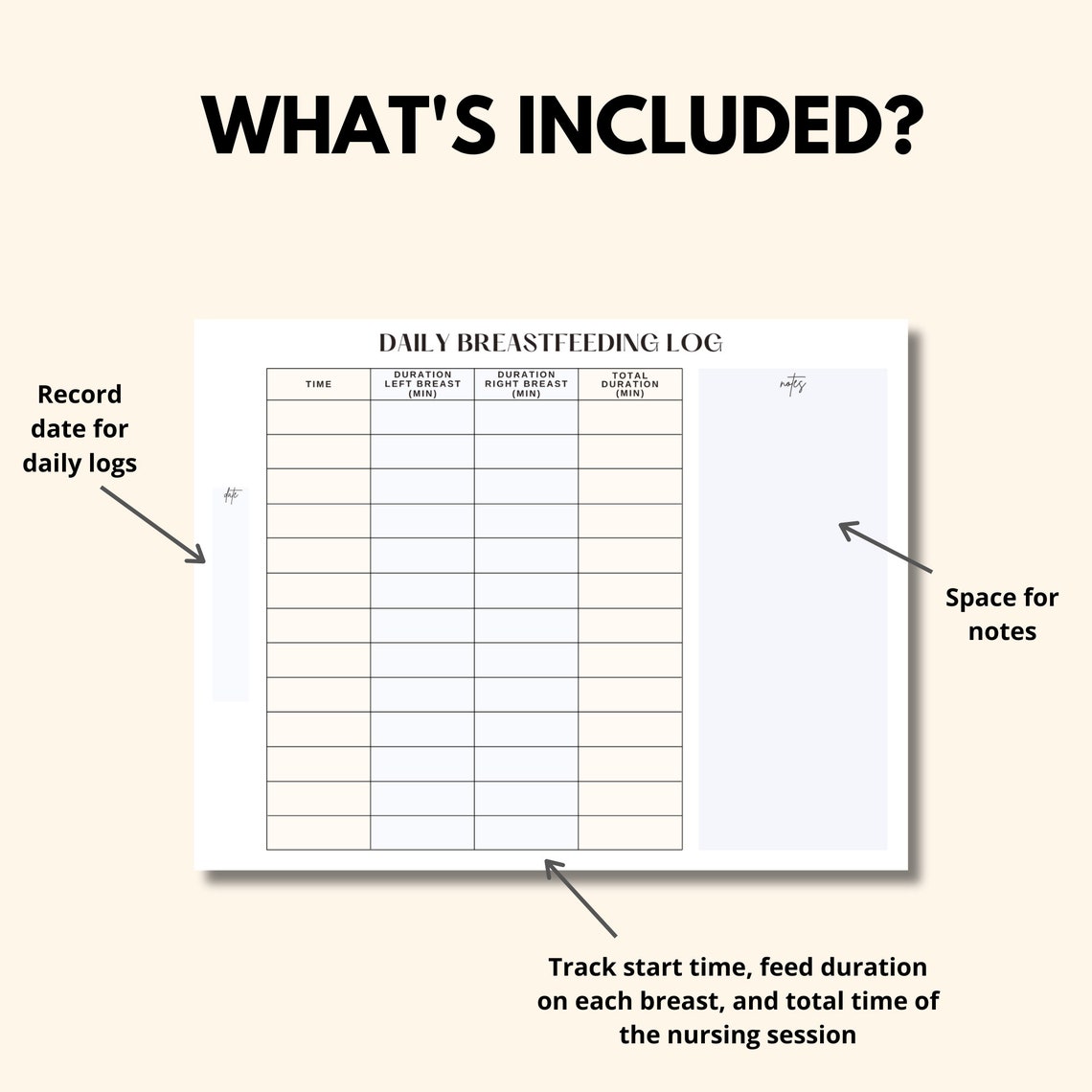 Breastfeeding Log Printable, Daily Infant Breastfeeding Log PDF ...