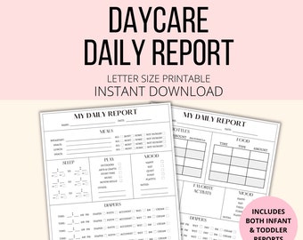Toddler Daily Log Printable Report Tracker - Etsy