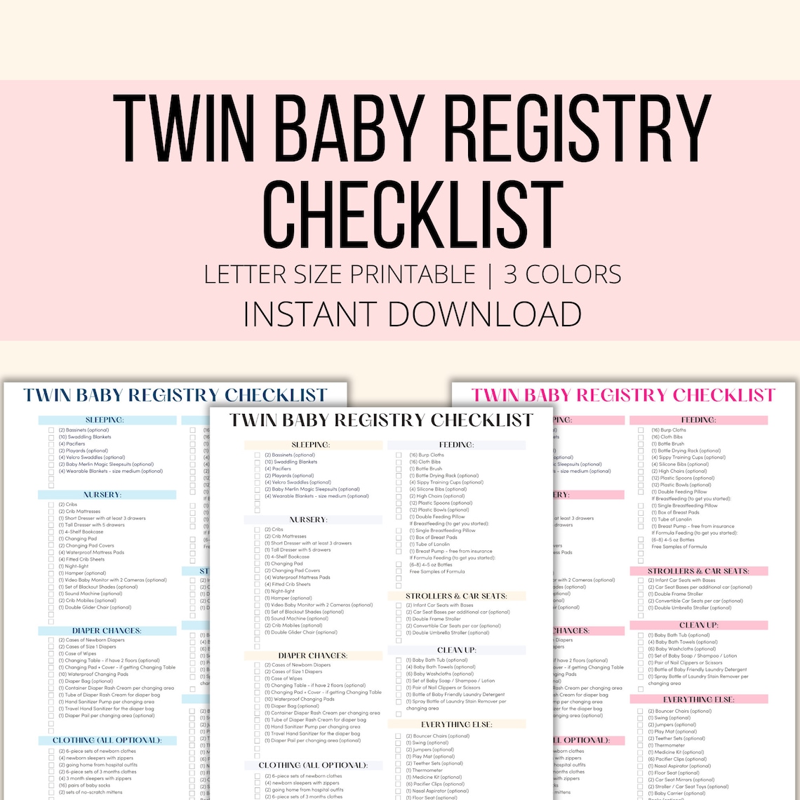 Twin Baby Registry Checklist Printable, Newborn Twin Babies Must Haves ...