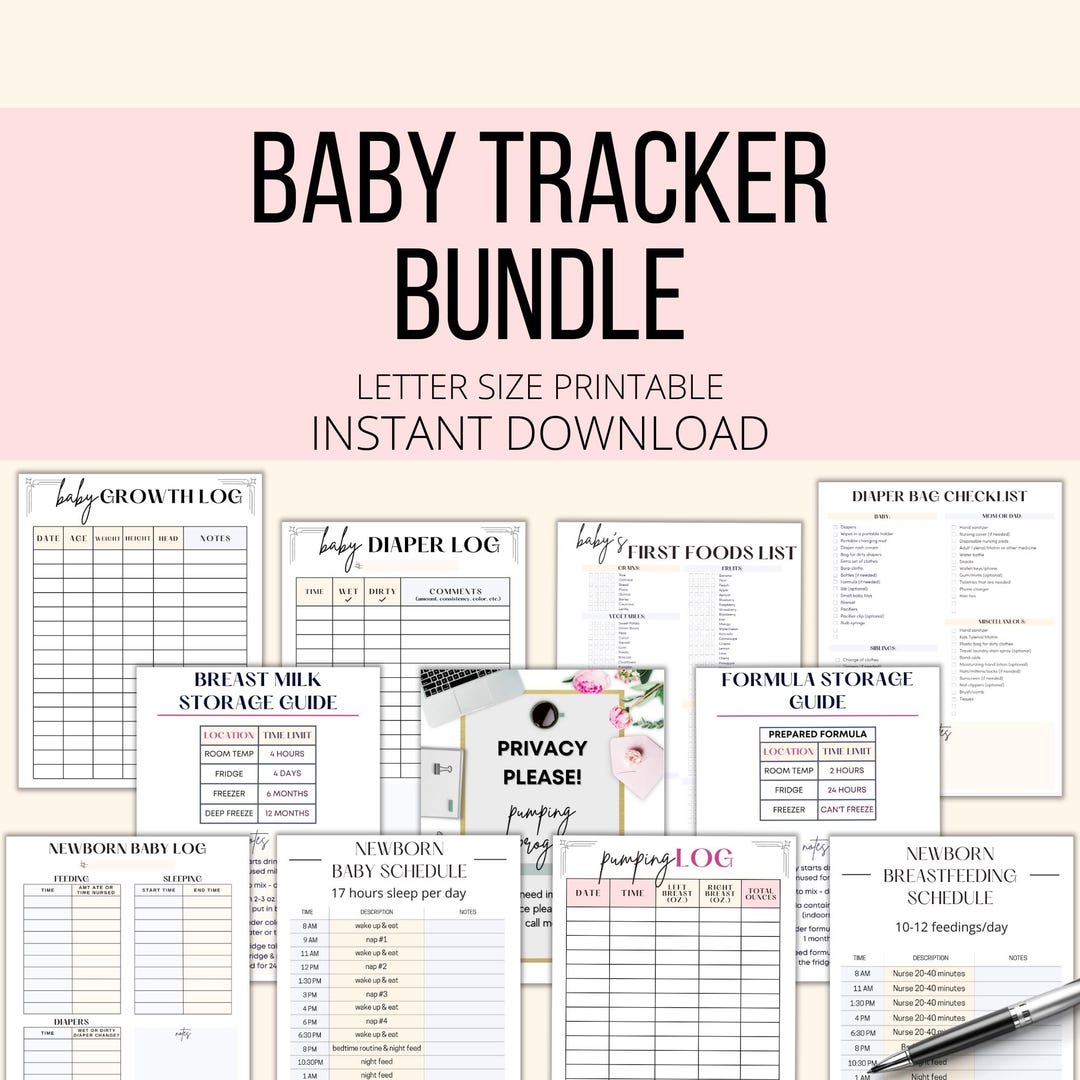 Baby Tracker Printable Bundle, Newborn Tracker PDF, Baby Infant Daily ...