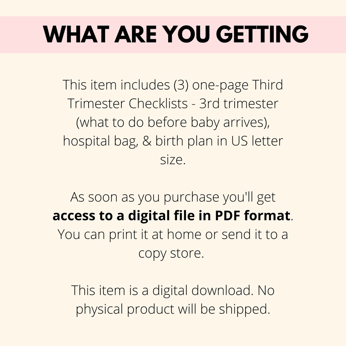 Third Trimester Checklists Pregnancy Printable, Hospital Bag + Birth ...