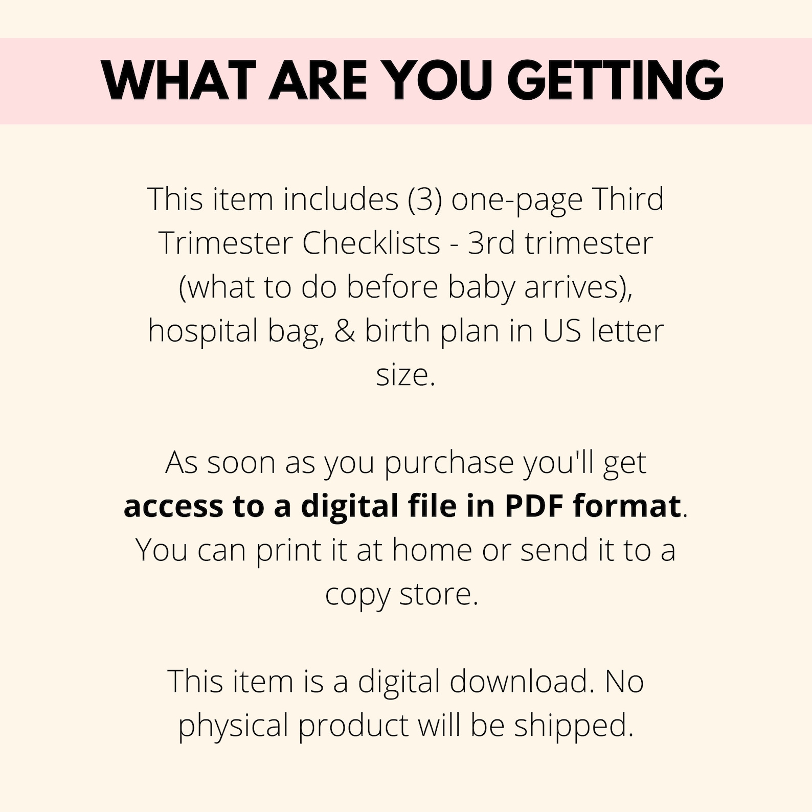 Third Trimester Checklists Pregnancy Printable, Hospital Bag + Birth ...