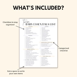 Twin Baby Essentials Checklist Printable, Twins Baby Registry Checklist ...