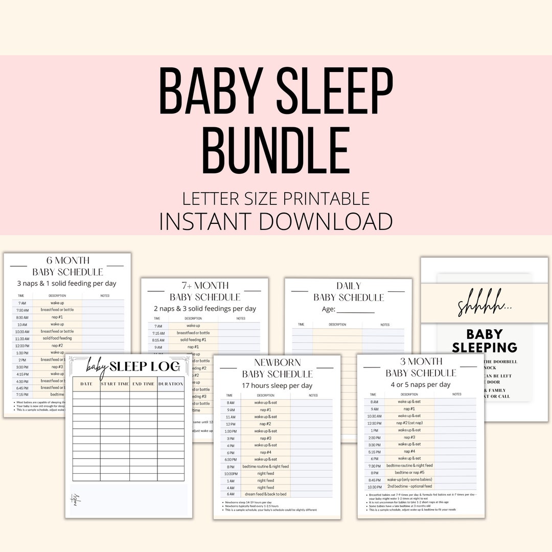 Baby Sleep Printable Bundle, Baby Sleep Schedules & Log PDF, Baby Sleep ...
