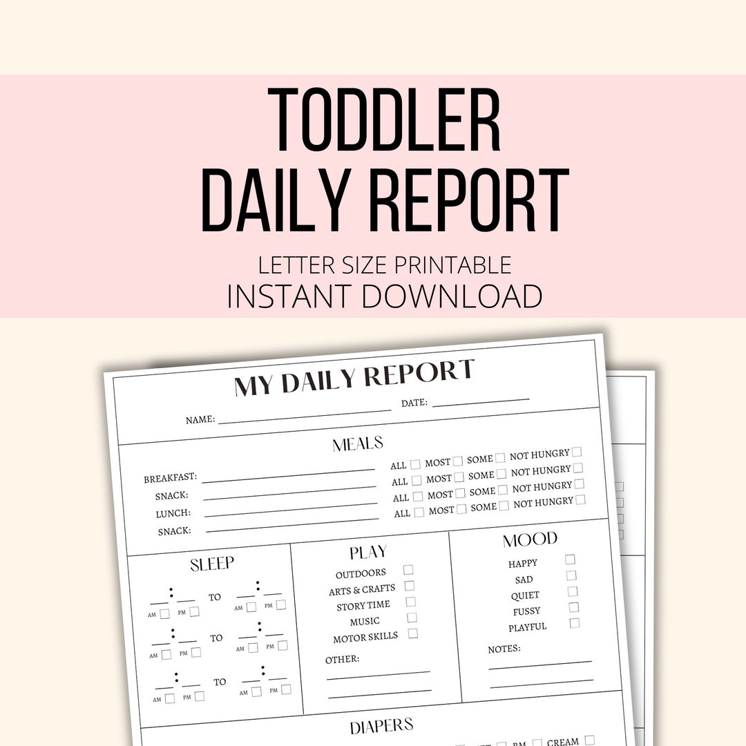 Toddler Daily Report Printable, Toddler Daily Log PDF, Daycare Daily ...