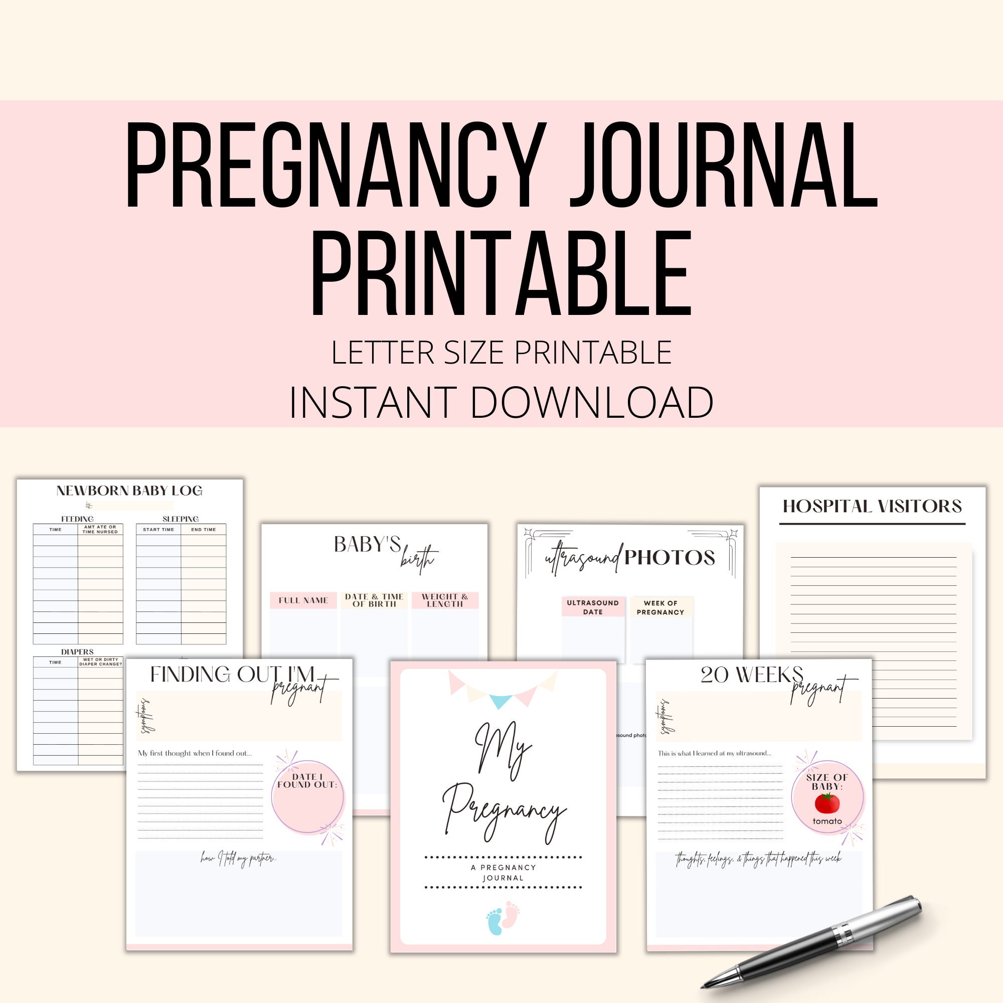Printable Pregnancy Journal, Pregnancy Diary PDF, First Time Mom ...