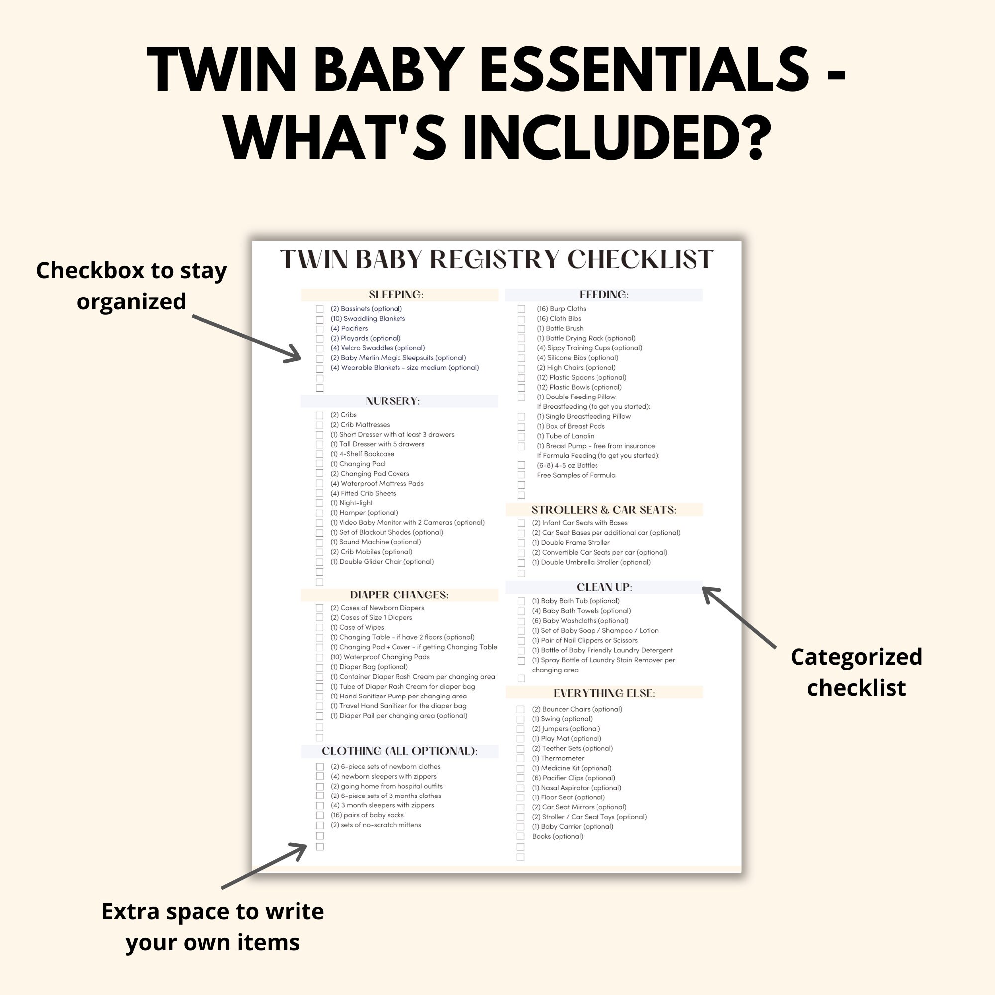 Twin Pregnancy Checklists Bundle Printables, Twin Baby to Do Lists PDF ...