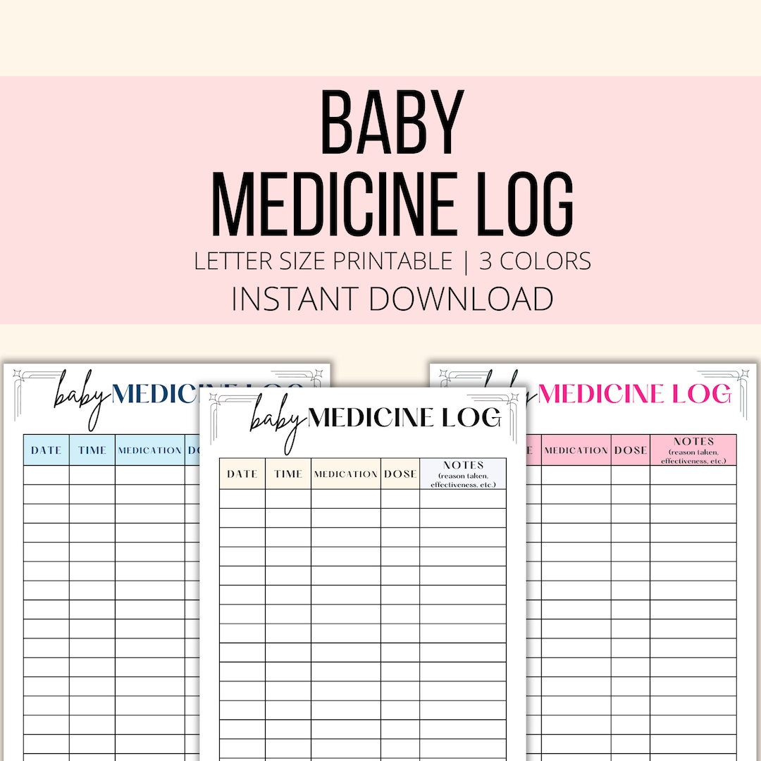 Baby Medicine Log Printable, Newborn Baby Medicine Tracker PDF, Infant ...