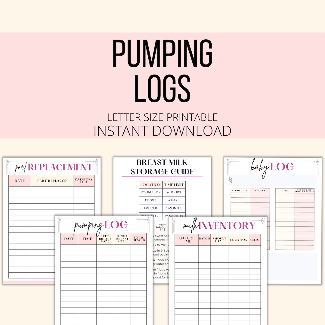 Pumping Logs + Infant Daily Log Printable, Exclusively Pumping Mom Baby ...
