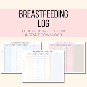 Breastfeeding Log Printable, Daily Infant Breastfeeding Log PDF ...