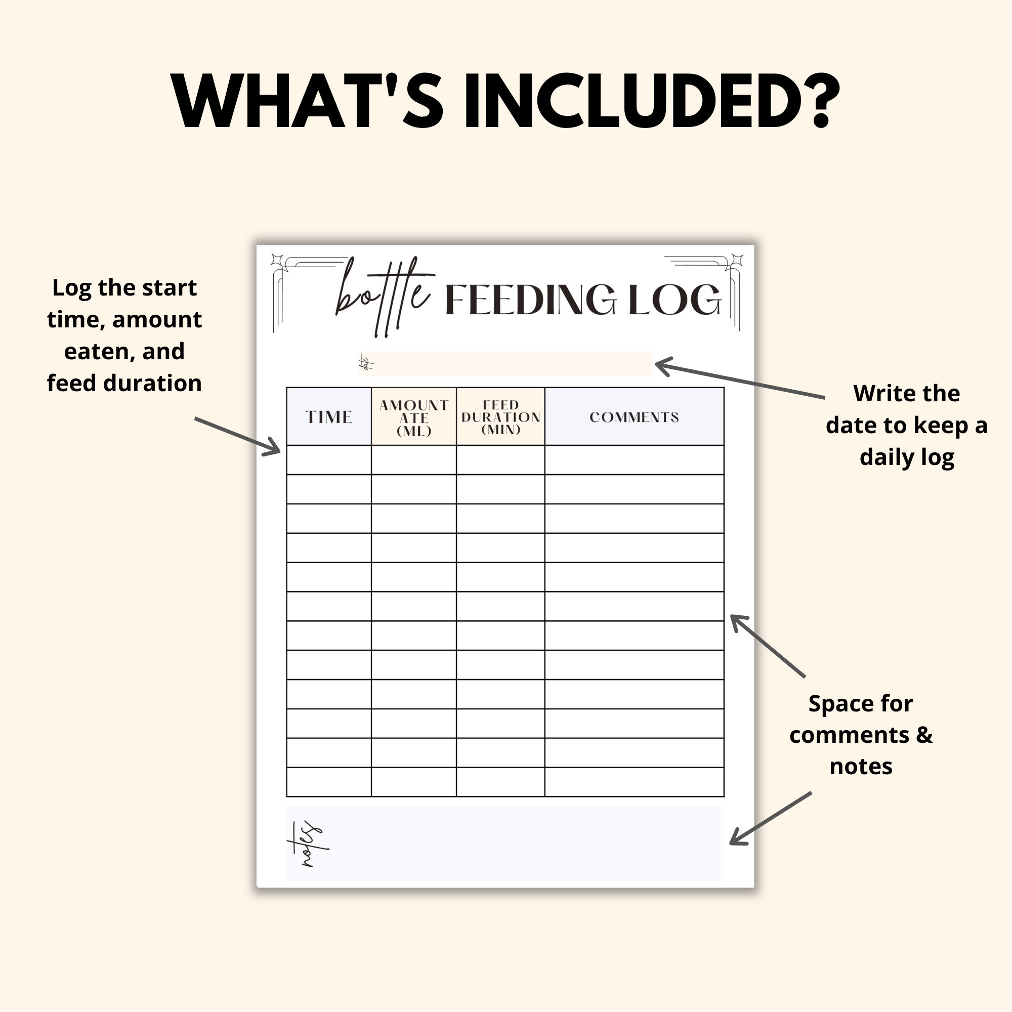 Bottle Feeding Log Printable, Baby Feeding Chart Tracker for Formula ...