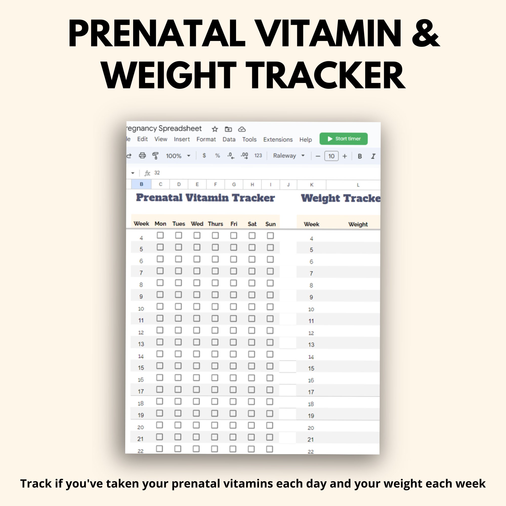 Pregnancy Spreadsheet, Pregnancy Planner Google Sheets Template ...