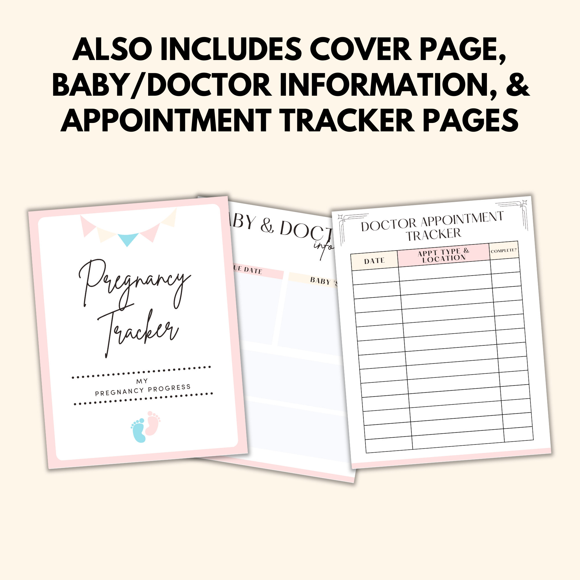 Pregnancy Tracker Bundle Printable, Pregnancy Wellness Tracking PDF ...