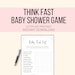 Think Fast Baby Shower Game Printable, Baby Think Fast Shower Activity ...